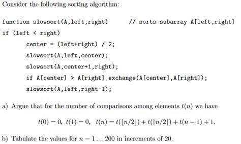 Solved For Part B I Need The Number Of Comparisons For Each Chegg