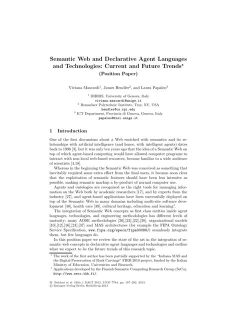 Pdf Semantic Web And Declarative Agent Languages And Technologies