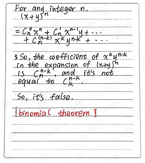 Solved The Coefficient Of Xkyn K In The Expansion Of Xyn