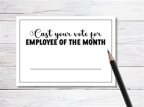 Employee Of The Month Voting Cards Printable Ballot Cards For Employee