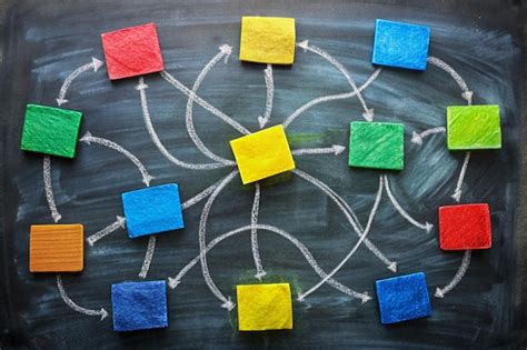 Problemsolving Mind Map Colorful Sticky Notes On Blackboard Premium