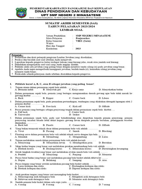 Kop Soal Kurmer Sumatif Akhir Semester Sas 2023 2024 Pdf
