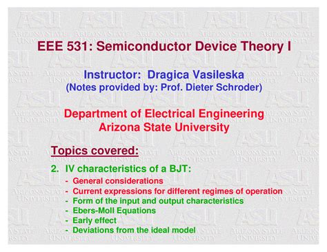 Iv Characteristics Of A Bjt And General Considerations Slides Eee