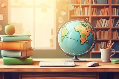 Premium Ai Image Modern Classroom Setup Desk With Supplies And