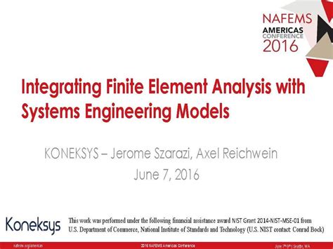 nafems integrating finite element analysis with systems engineering
