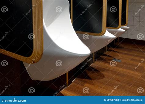 Row Of Modern Urinals Men Public Toilet Room In Public Toilet Restroom