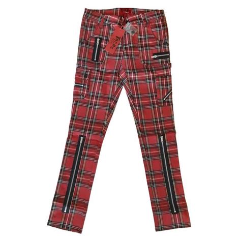 Tripp Nyc Pants Jumpsuits Tripp Nyc Red Tartan Plaid Exploited