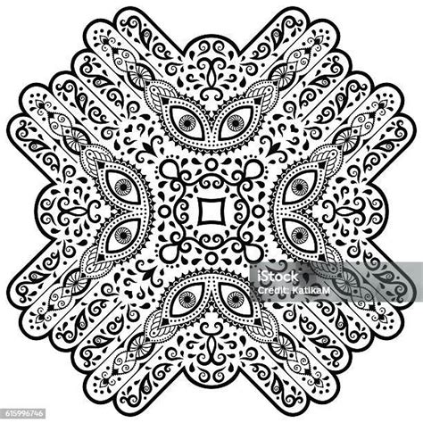 헤나 문신 만다라 In Mehndi 스타일 패턴 색칠하기 책 강렬하고 밝은 색상에 대한 스톡 벡터 아트 및 기타 이미지