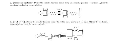 Solved 2 Rotational Systems Derive The Transfer Function Chegg Com