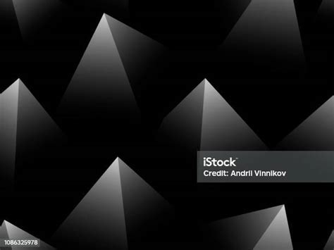 흑인과 백인 3 차원 피라미드와 기하학적 완벽 한 패턴입니다 레트로 배경 회색 음영을 나타냅니다 그라데이션으로 하는 아이소메트릭 삼각형 벡터 일러스트 레이 션 3차원 형태에