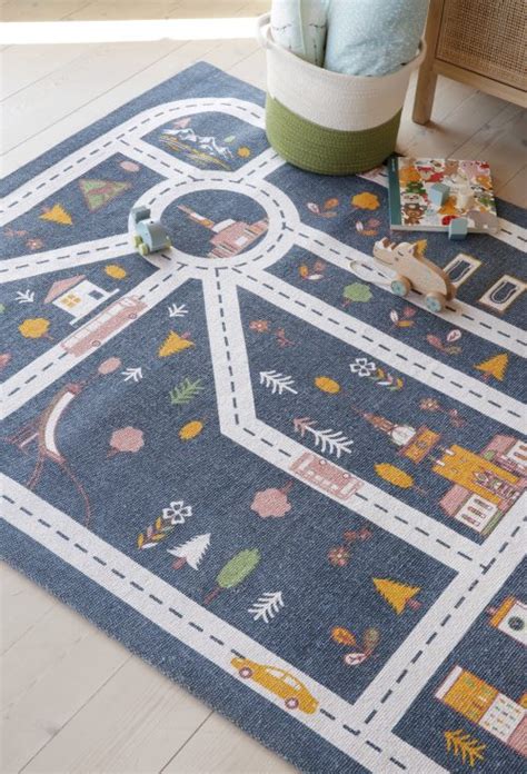 Bil Teppe 120x170 Blå I Resirkulert Bomull O Borgen As