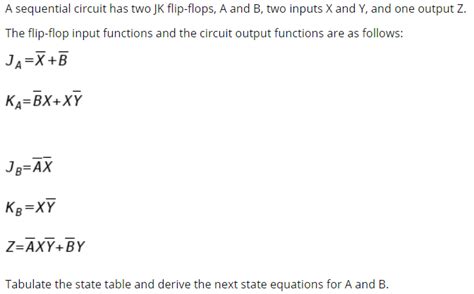 Solved A Sequential Circuit Has Two Jk Flip Flops A And B Chegg