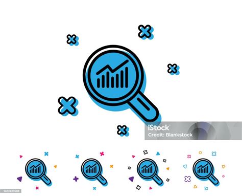Chart Line Icon Report Graph Sign In Magnifier Stock Illustration