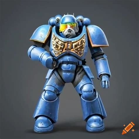 Pelican In Blue Space Marine Armor On Craiyon