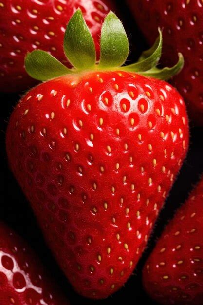 Premium AI Image Extreme CloseUp Of Sliced Strawberry AI Generated