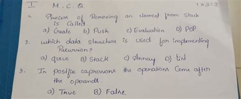 Process Of Removing An Element From Stack Is Called A Greate B Push