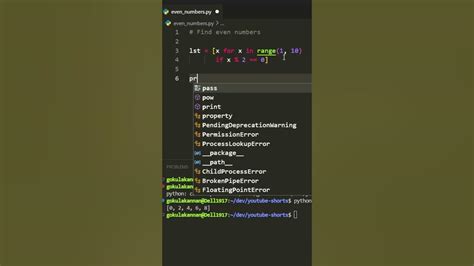 Python Even Numbers Using List Comprehension Shorts Youtube