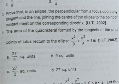 Prove That In An Ellipse The Perpendicular From A Focus Upon Any Tangen