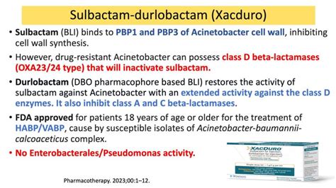 Sulbactam Durlobactam A Novel β Lactam β Lactamase Inhibitor Combination… Antoni P A Hendrickx