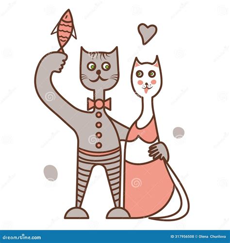 Two Cartoon Cats In Love Stock Vector Illustration Of Romantic 317956508