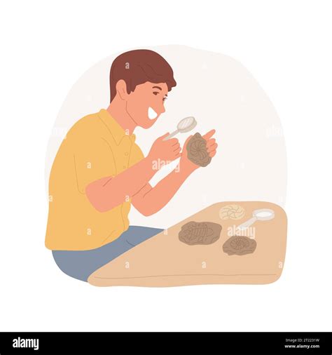 Fossils Isolated Cartoon Vector Illustration Man Having Fossils