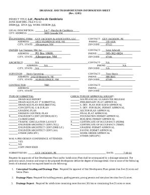Drainage Transportation Ination Sheet Doc Template PdfFiller