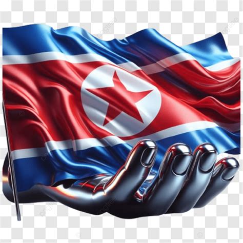 Country Flag North Korea A Hand Holding Country Flag North Korea