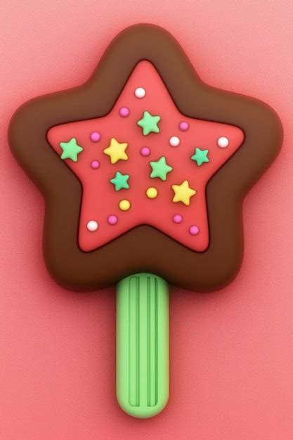 3d Render Of A Chocolate Covered Star Shaped Popsicle With Sprinkles