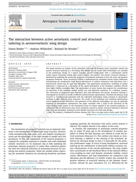 Pdf The Interaction Between Active Aeroelastic Control And Structural