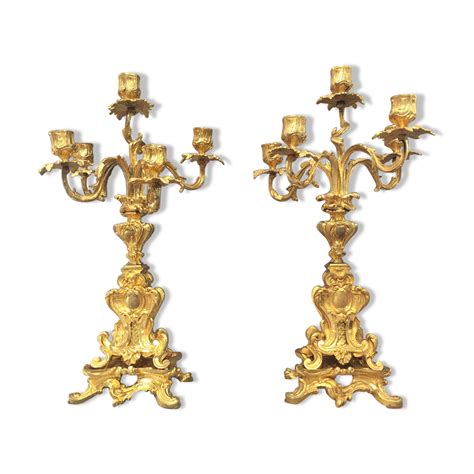 2 Candélabres En Bronze Dorés époque Napoléon Iii Style Louis Xv Selency
