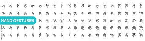 Hand Gestures Line Icon Set Included Icons As Fingers Interaction