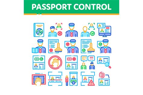 Passport Control Check Collection Icons Set Vector Graphic By Pikepicture · Creative Fabrica