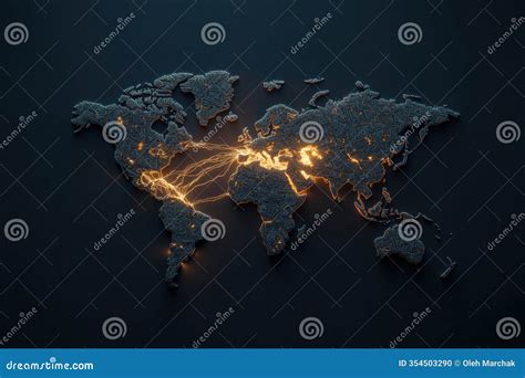 Illuminated World Map Visualizing Global Connections And Pathways Through Light Representation