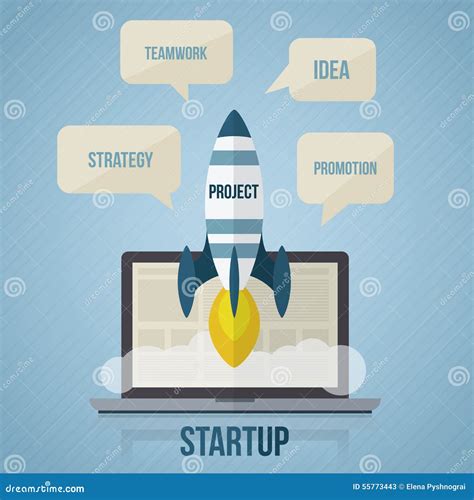Startup концепция с ракетой Иллюстрация вектора иллюстрации