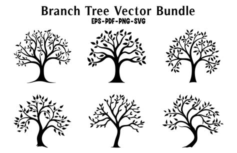 Branch Trees Silhouettes Vector Bundle Graphic By Designs River