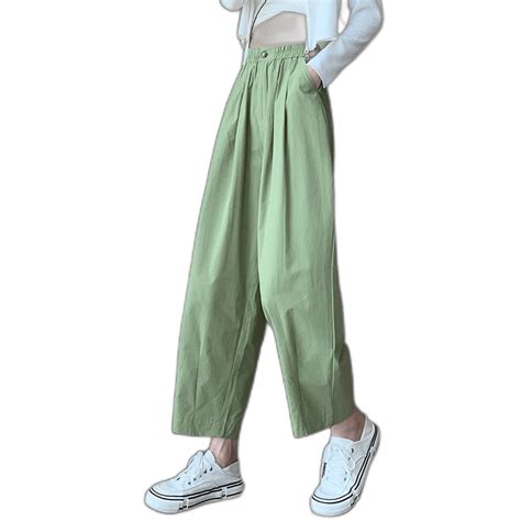 matcha green spring harlun pants jiufen harbin pants female summer solue loose poly loose slim