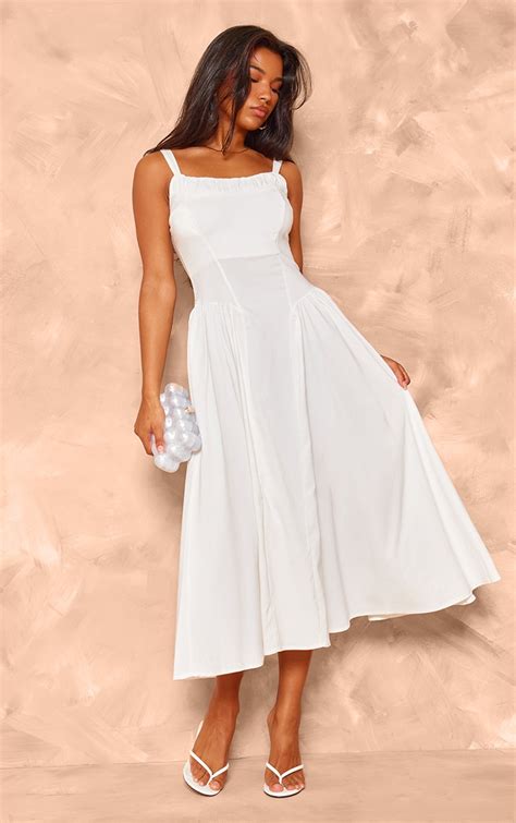 Robe Mi longue En Dentelle Crème Tissée À Corset Robes