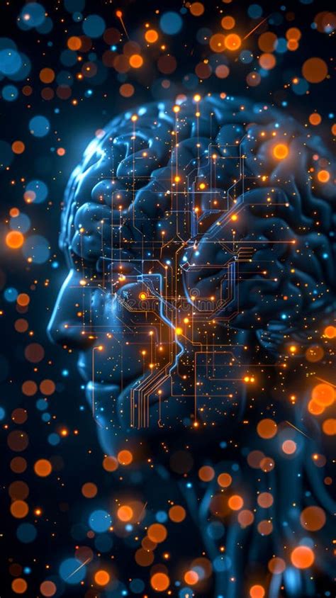 Translucent Brain Abstraction Of Futuristic Medicine Showing Chip Implantation And Connection