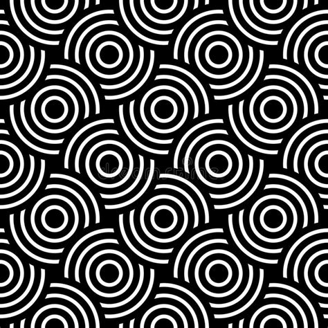 Vector Seamless Pattern With Concentric Circles Geometric Abstract Background Stock