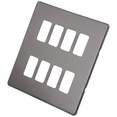 M Decorative Screwless Gang Grid Front Plate Gunmetal CEF
