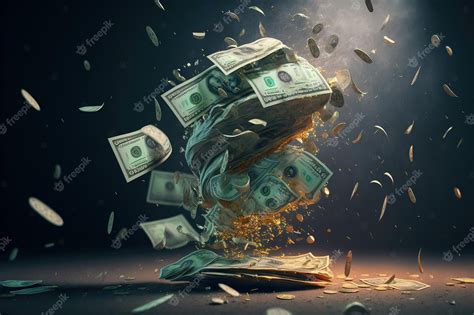 Premium Photo Exploding Money Achieve Financial Freedom Generative Ai