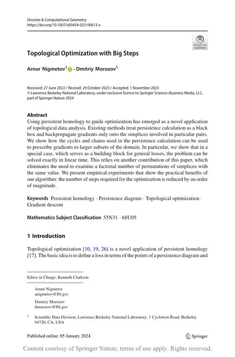 Topological Optimization With Big Steps