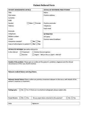 Orthodontic Referral Form Fill Online Printable Fillable Blank