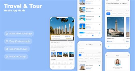Travel And Tour Mobile App Ui Kit Ux And Ui Kits Ft Trip And Location Envato Elements
