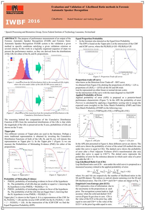 pdf evaluation and validation of likelihood ratio methods in forensic