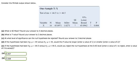 Solved Consider The Minitab Output Shown Below One Sample T Chegg