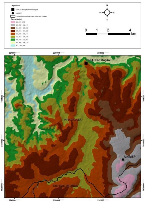 Caracterização topográfica da área de estudo Fonte TOPODATA Variáveis