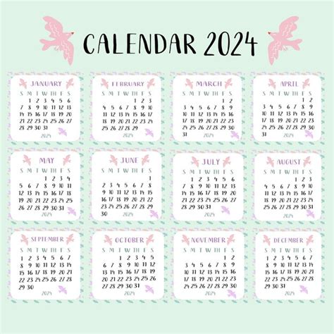 무료로 다운로드 가능한 2024 달력 벡터 And 일러스트