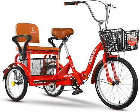 Jp 高齢者向け折りたたみ式三輪車、シングルスピード低ステップ3輪クルーザーバイク、2つのバスケットと後部座席、男性と