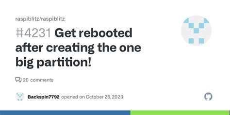 Get Rebooted After Creating The One Big Partition Issue 4231